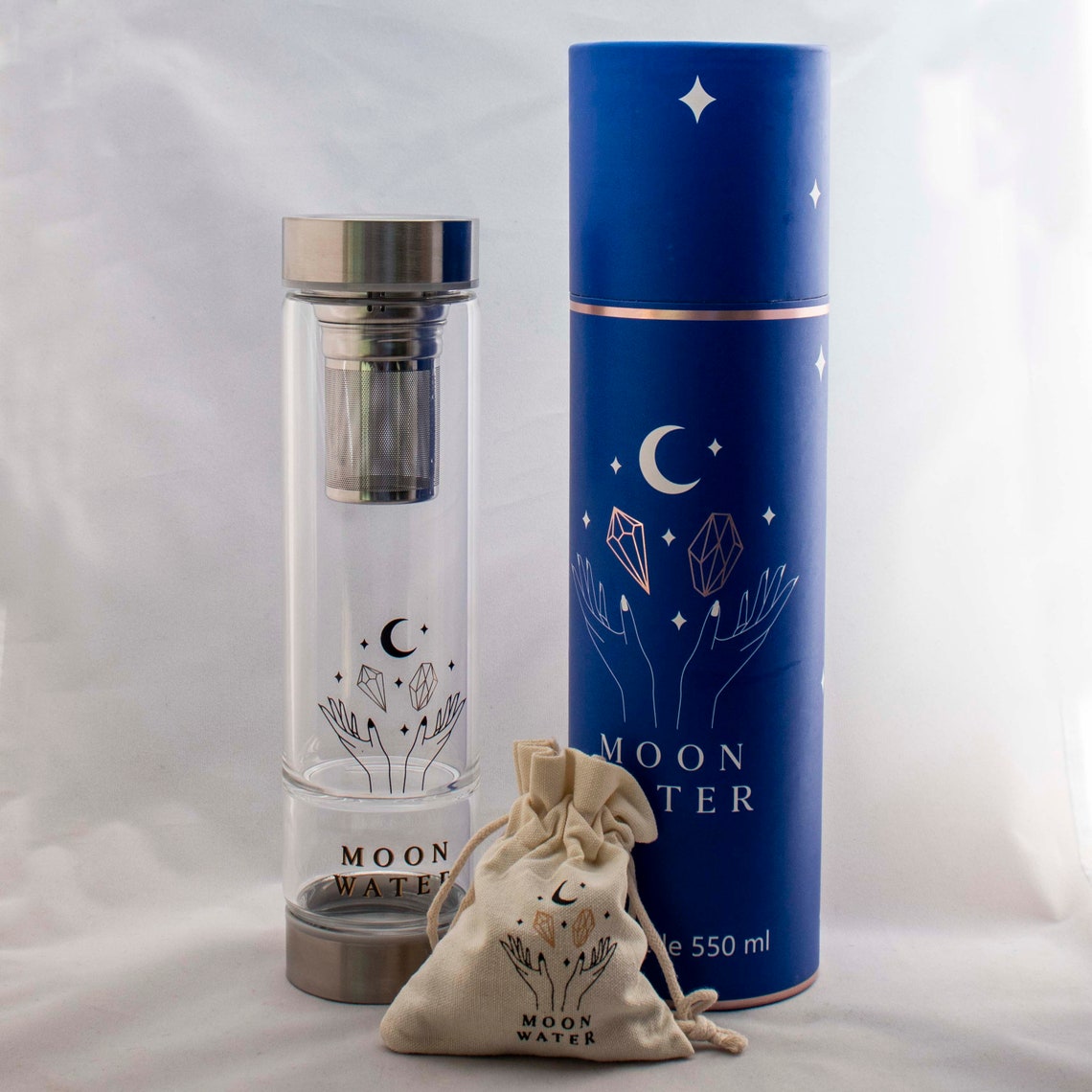 Crystal Infused Water Bottle With Stainless Steel | Glass Crystal Water ...