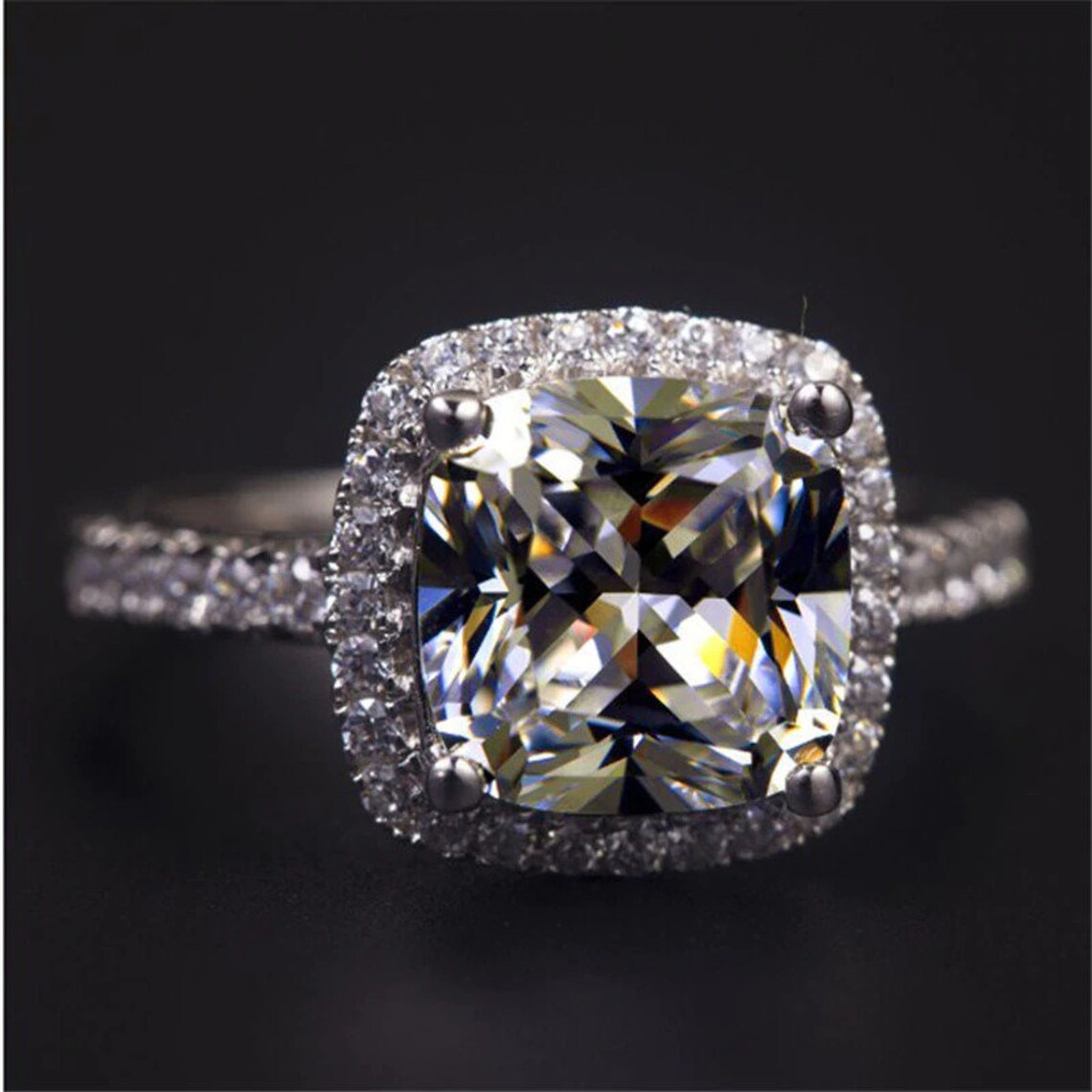 S925 Sterling Silver Rings for Womensquare Stone Cubic - Etsy