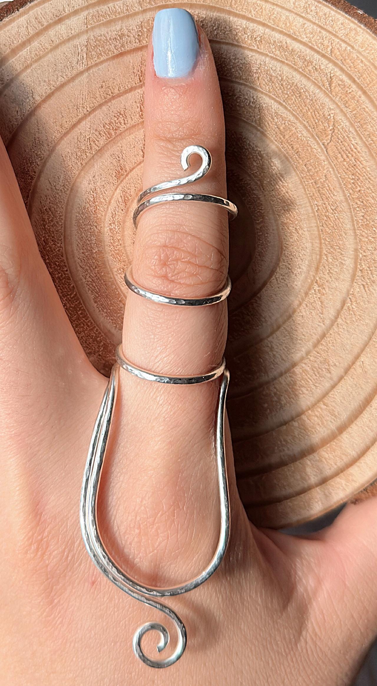 MCP+PIP Ring Splint | Hammered Sterling Silver | Finger Splint for Eds ...
