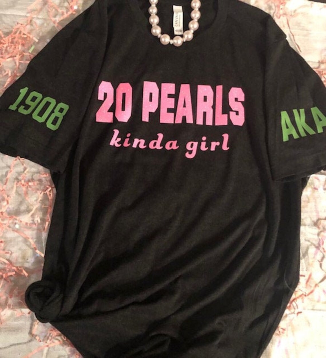 AKA Glitter 20 Pearls T-shirt With Details on Both Sleeves - Etsy
