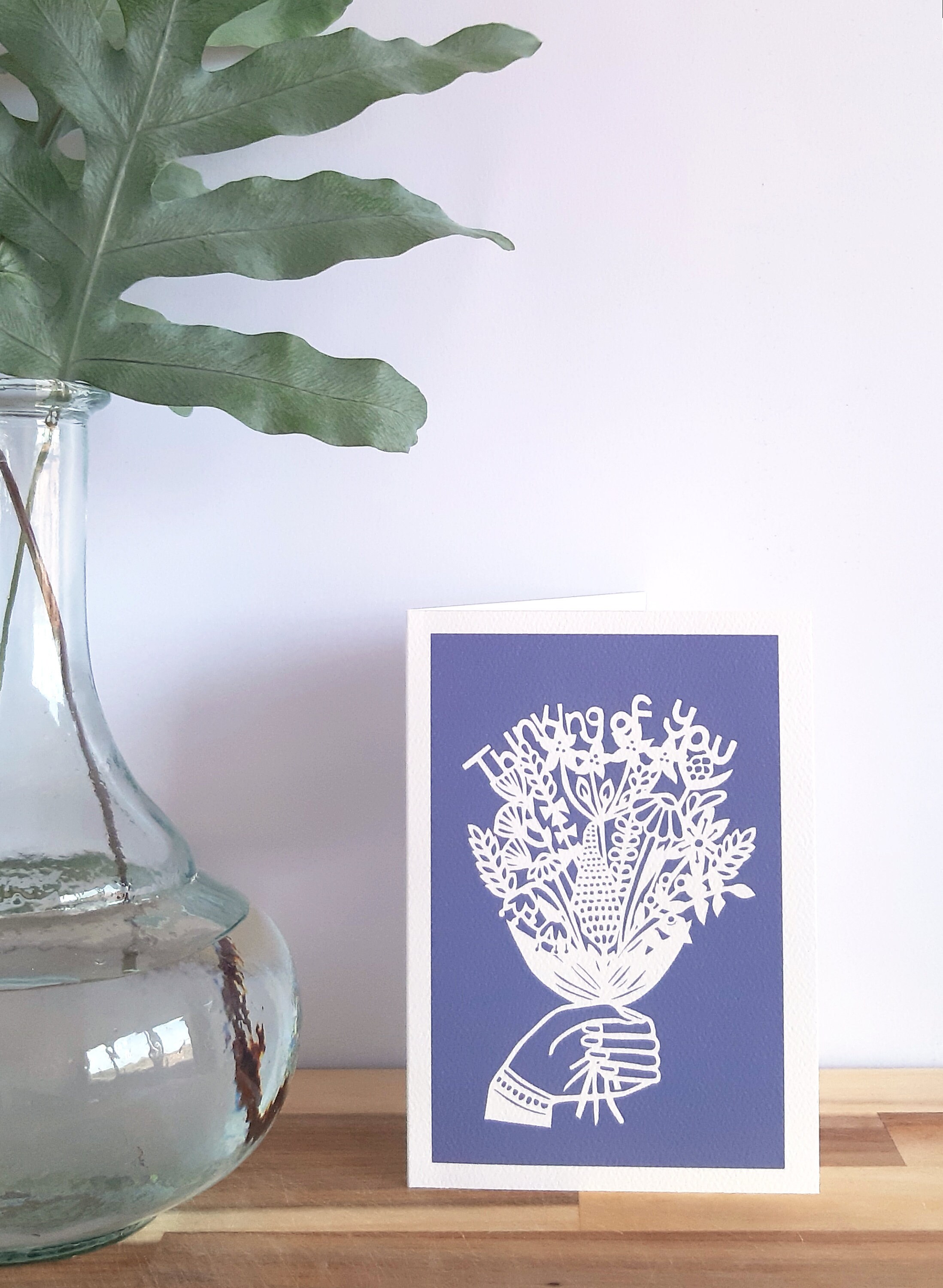 Thinking of You Block Colour Papercut Card - Etsy