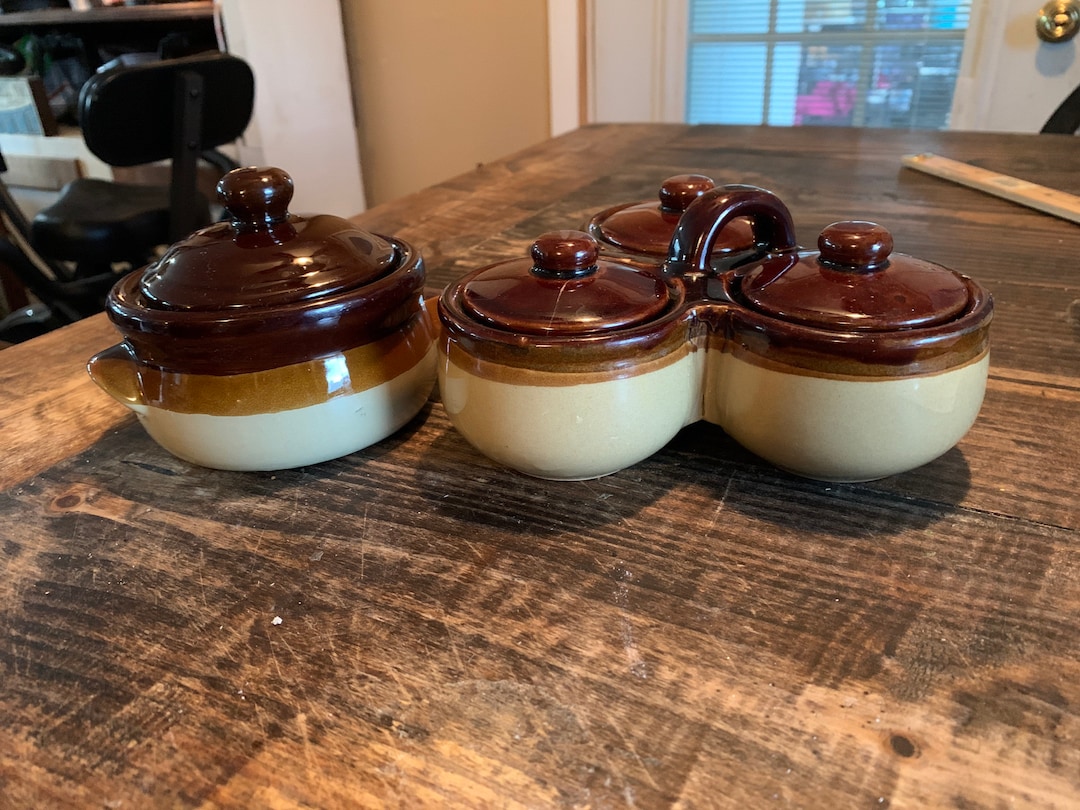 Vintage Brown Stoneware Bowls - Etsy