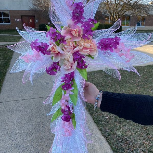 Deco Mesh Cross Wreath - Etsy