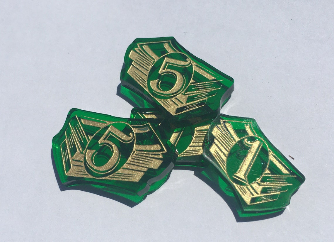 Arkham Horror 3rd Edition, Money, Fan Made, Transparent Green Acrylic ...