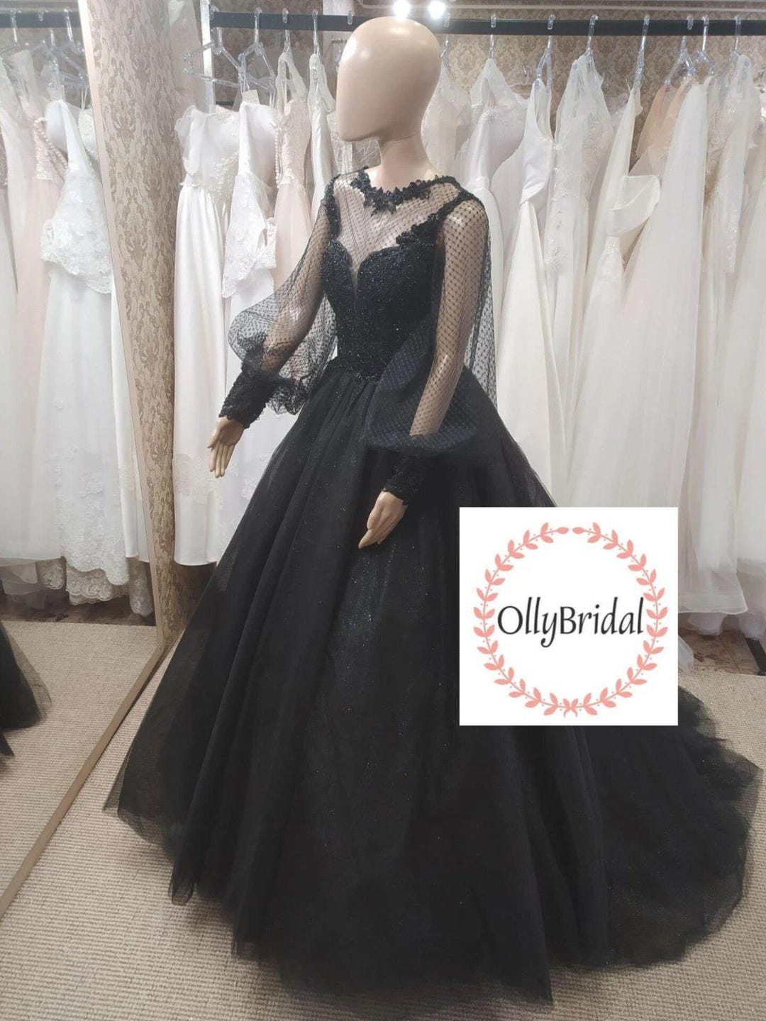Black Wedding Dress, Halloween Wedding Dress, Black Bridal Gown ...