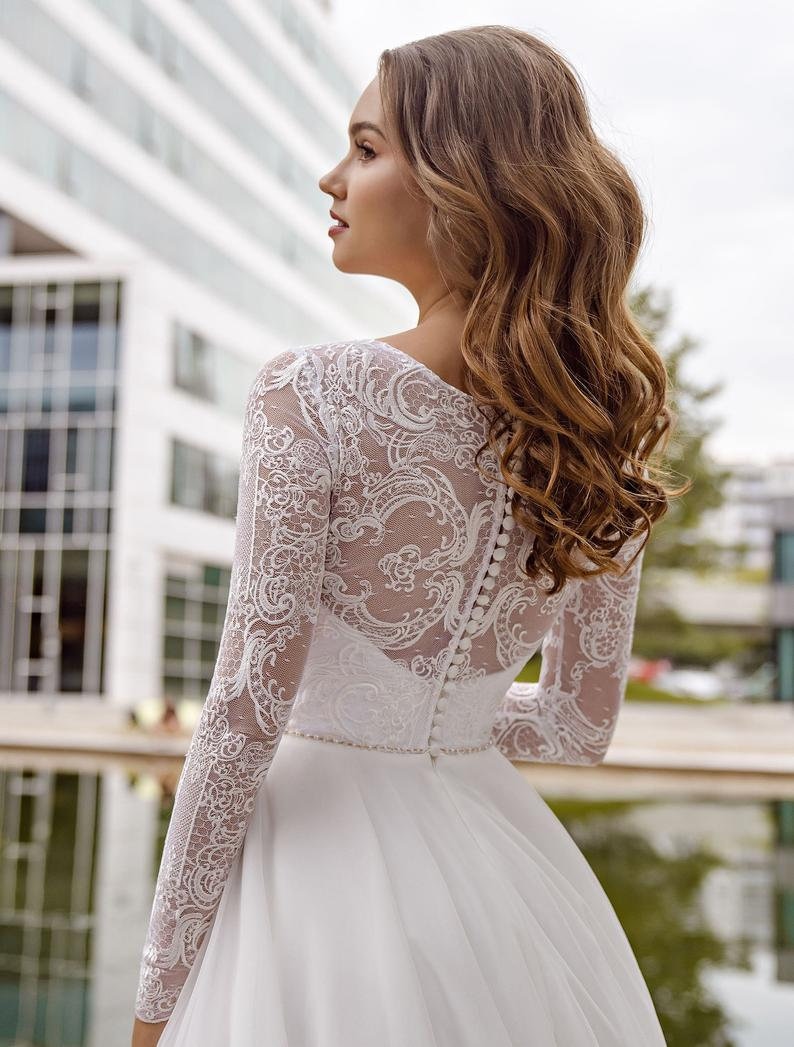 Romantic Wedding Dress Lace Wedding Dress Floral Lace Dress - Etsy