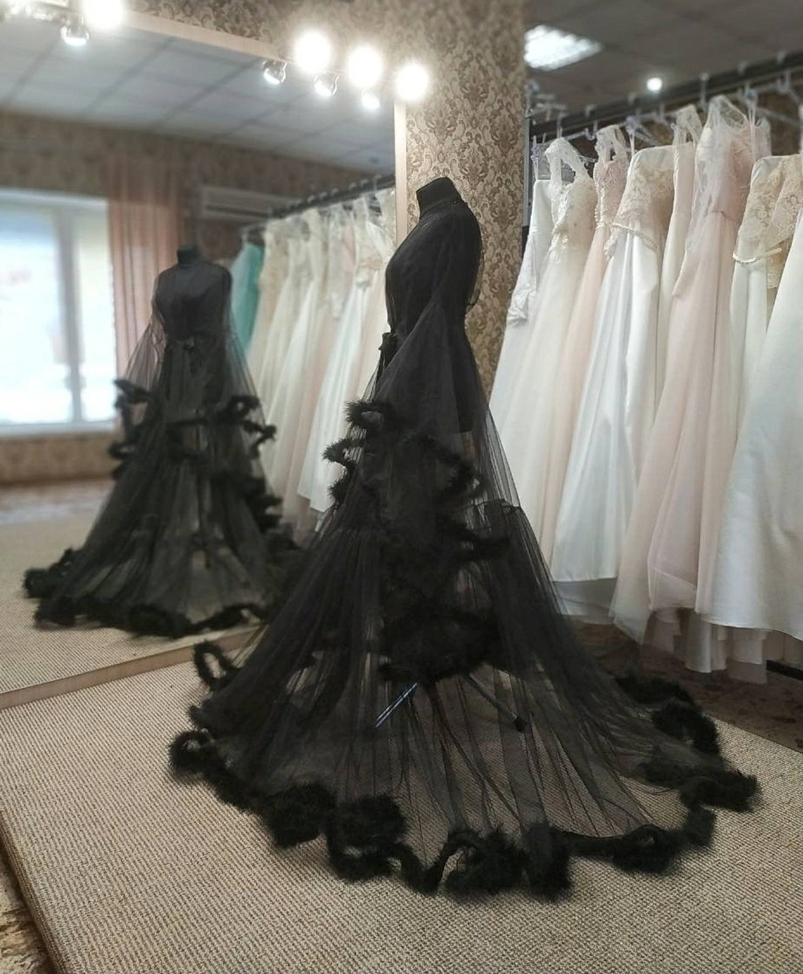 Black Boudior Dress Long Boudoir Robe Sheer Wedding Robe - Etsy