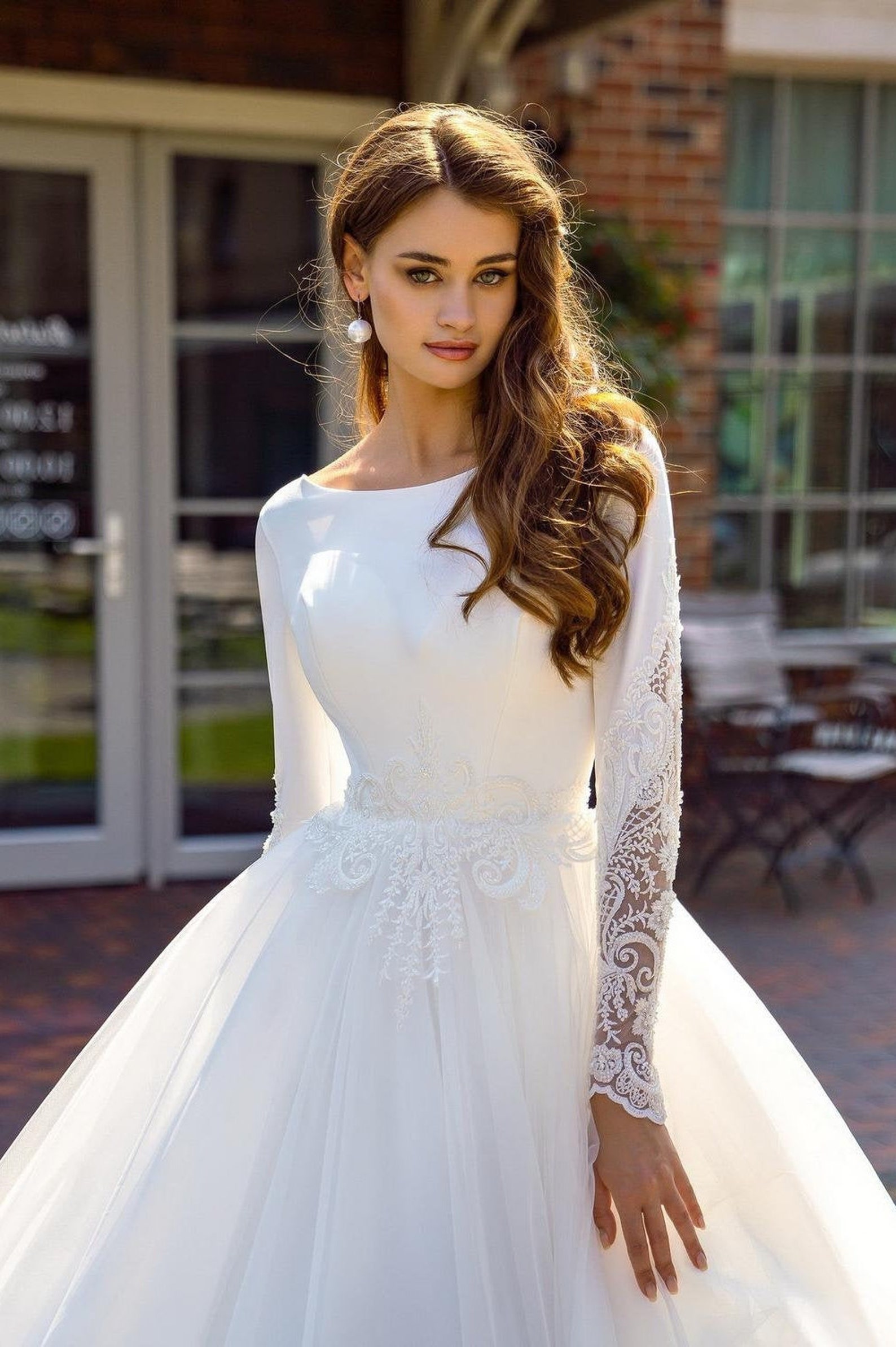 Cathedral Bridal Gown Conservative Wedding Dress Puffy - Etsy