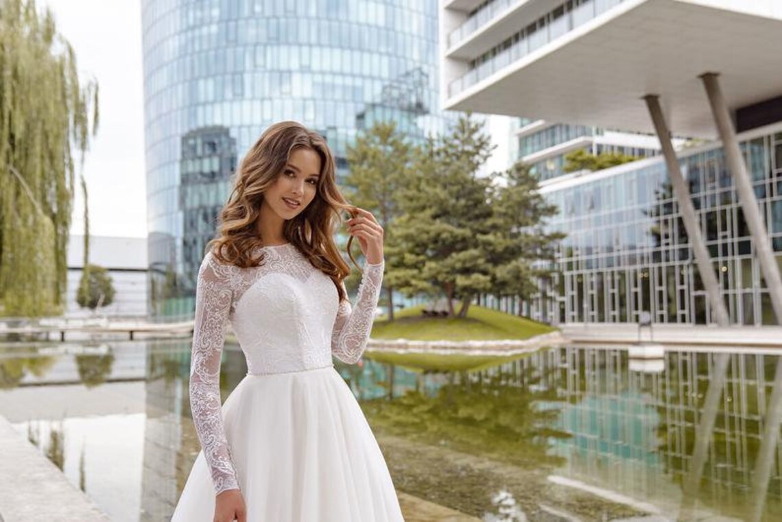 Romantic Wedding Dress Lace Wedding Dress Floral Lace Dress - Etsy