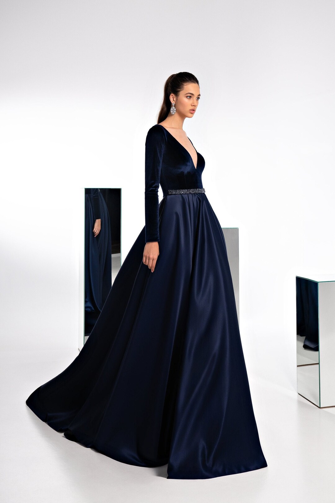 Blue Prom Dress, Evening Dress, Graduation Dress, Feminine Party Dress ...