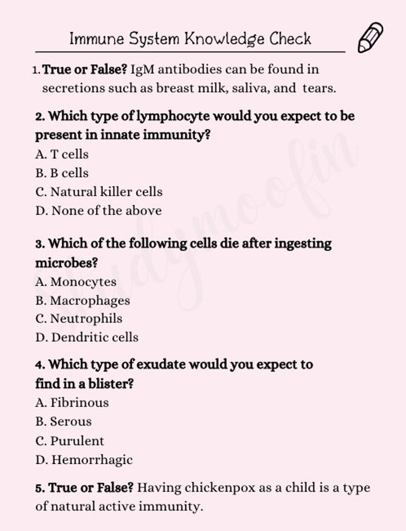 Pathophysiology Immune System Notes Bundle With Bonus Quiz - Etsy