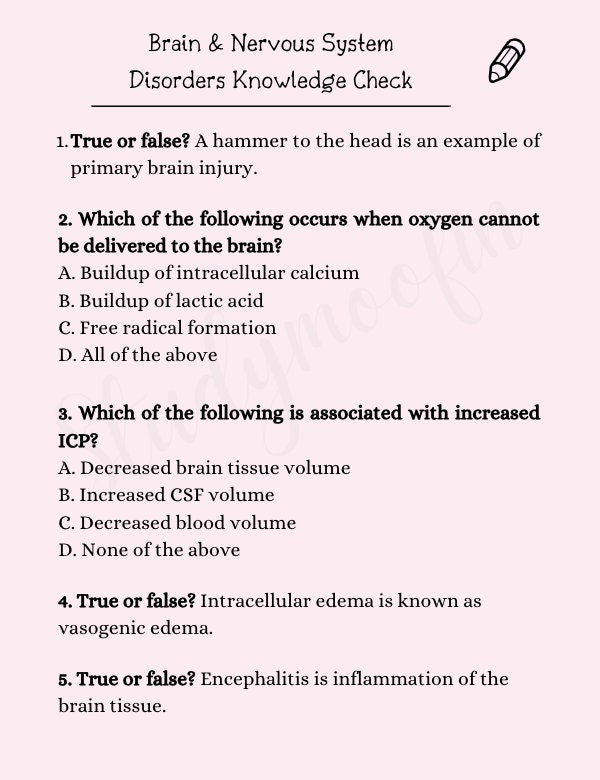 Pathophysiology Brain and Nervous System Disorders Bundle With ...