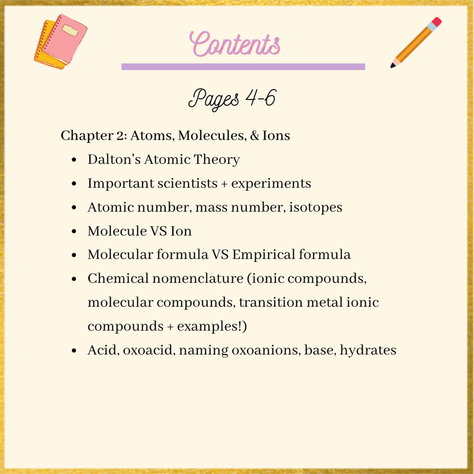 General Chemistry 1 Notes Bundle Introduction | Atoms, Molecules, Ions ...