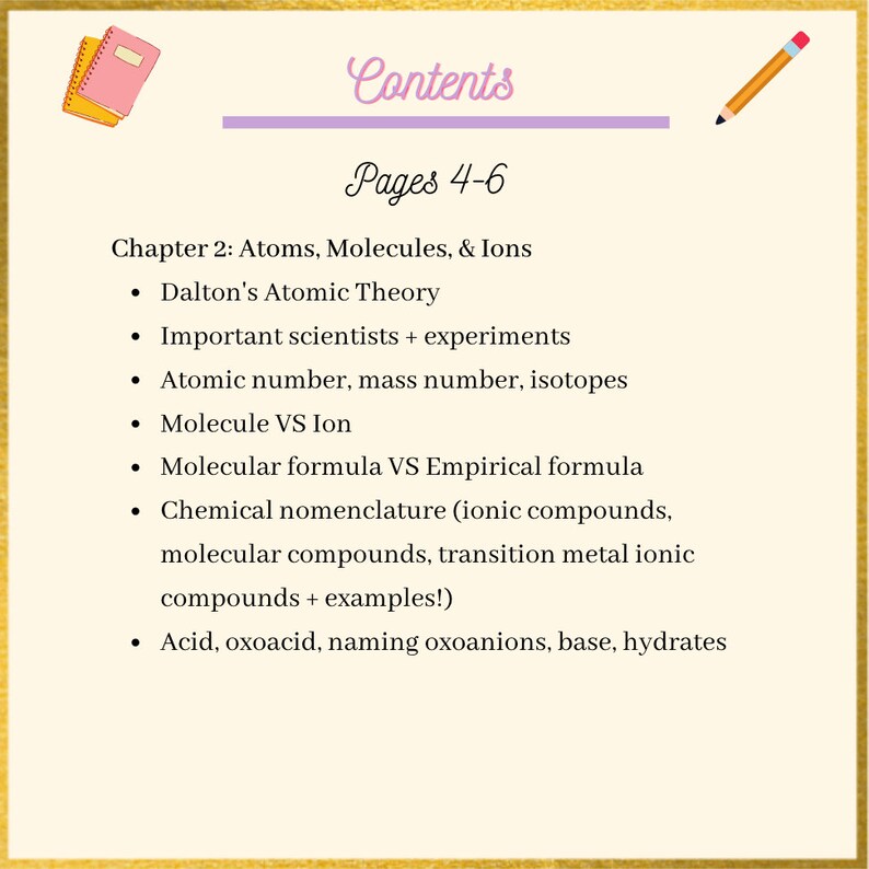 General Chemistry 1 Notes Bundle Introduction | Atoms, Molecules, Ions ...