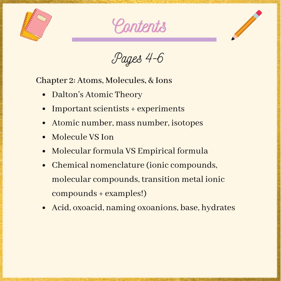 General Chemistry 1 Notes Bundle Introduction | Atoms, Molecules, Ions ...