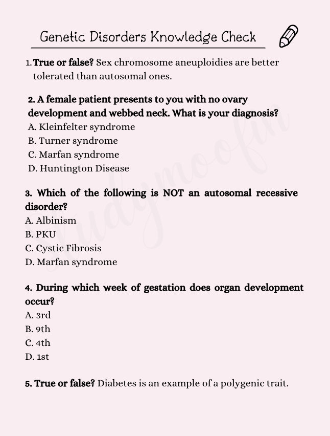 Pathophysiology Genetic Disorders Bundle With Knowledge Check - Etsy