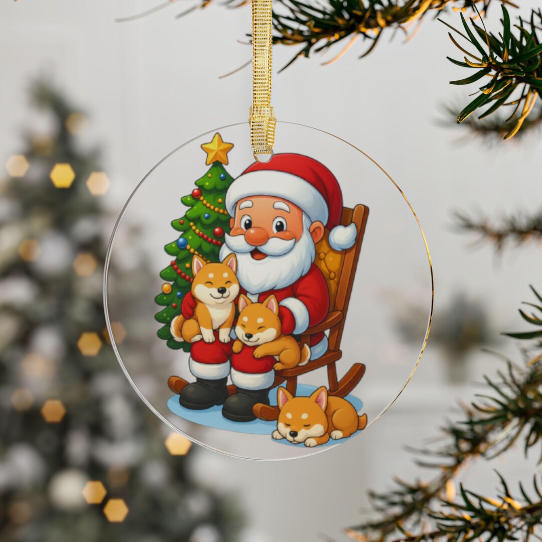 Santa Shiba Inu Acrylic Christmas Ornament, Dog Lover Gift - Etsy