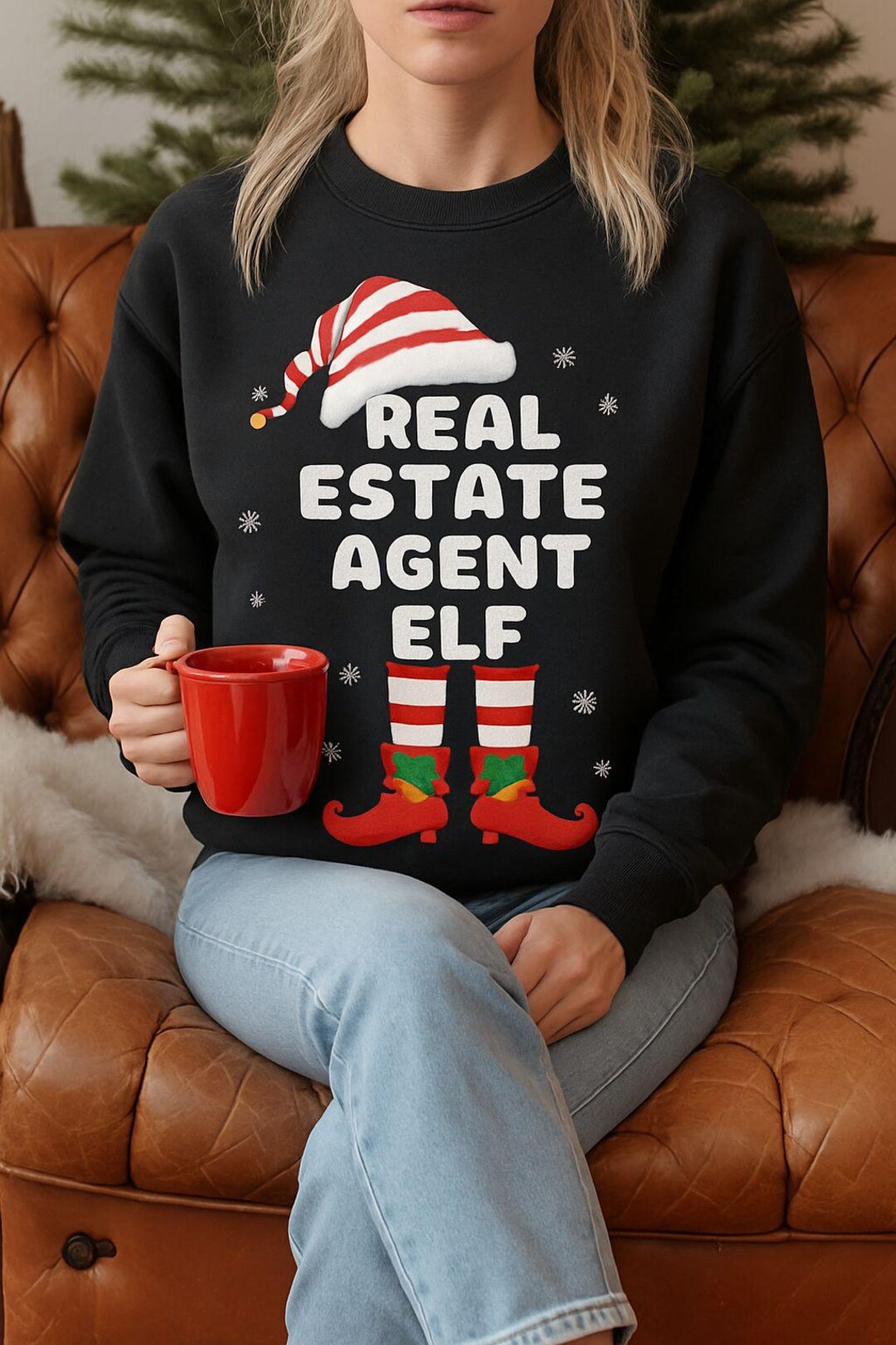 Real Estate Agent Elf Christmas Long Sleeve Tee: Holiday Realtor Gift ...