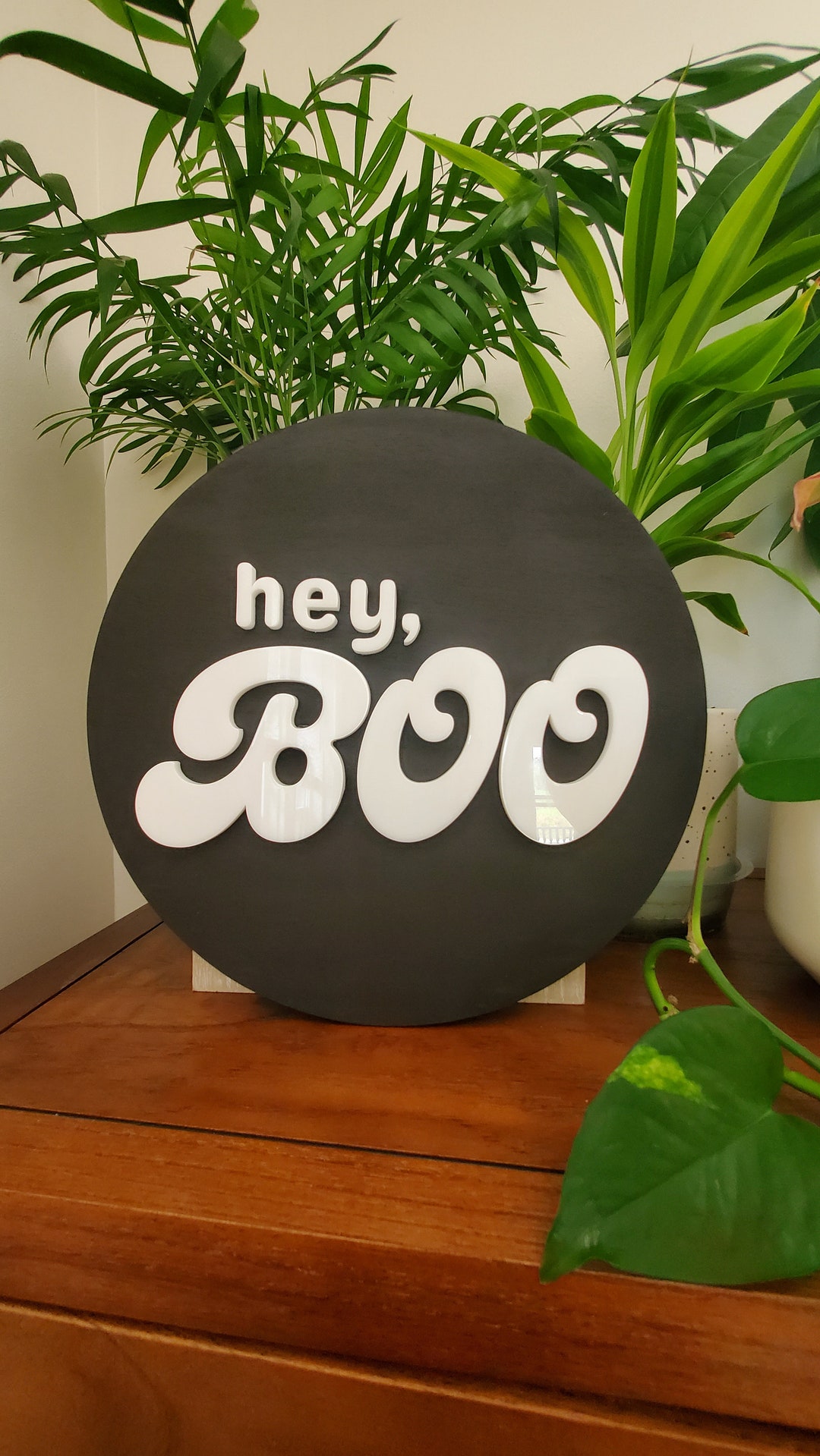 Hey Boo Round Table Sign / Entryway Sign / Halloween Decor / - Etsy