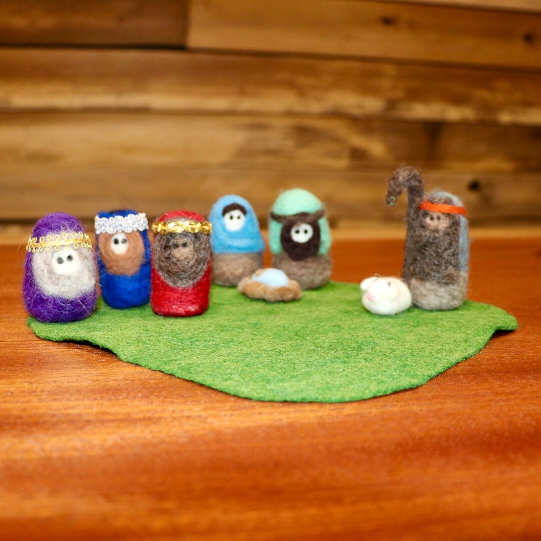 Needle Felted Nativity Set, Wool Nativity Set, Christmas Nativity, Wool ...