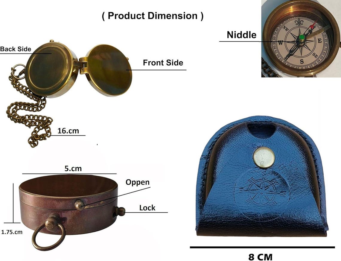 Be Strong Engraved Brass Compass Leather Case – Handmade Nautical Gift ...