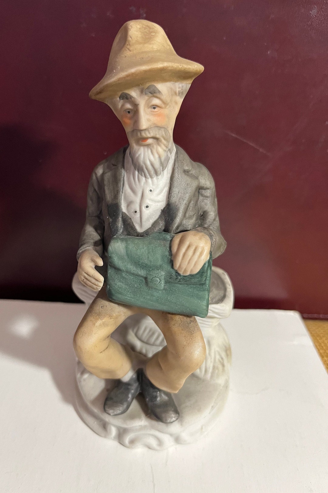 Collectible Figurine in Bisque of Old Man With Briefcase 7" - Etsy
