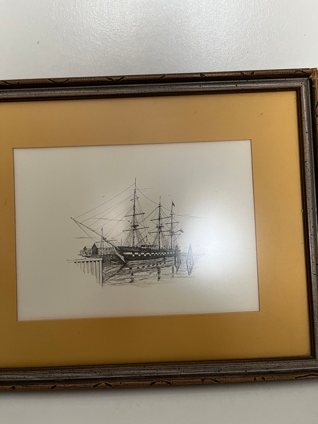 Framed C M Goff Pen and Ink Print Old Ironsides USS Constitution - Etsy