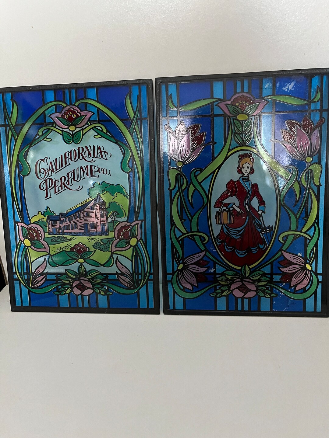 Avon California Perfume Company Stained Glass Framed Paintings.1970's ...