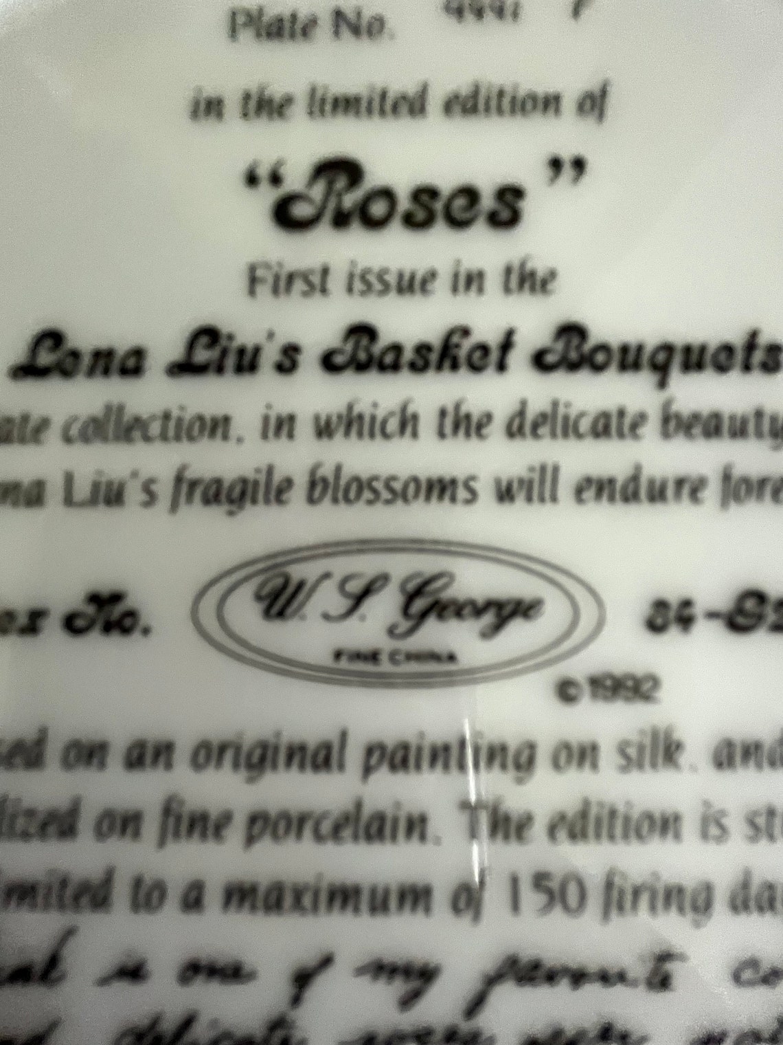 Lena Liu "roses" Plate From Basket Bouquets Collection Number 1 in ...