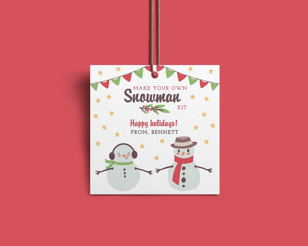 Make Your Own Snowman Kit Tag Template, Editable Build Your Own Snowman ...