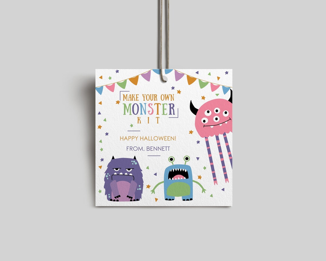 Make Your Own Monster Kit Tag Template Editable Build Your - Etsy