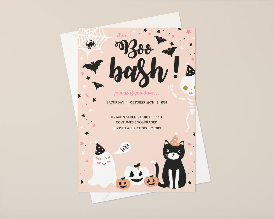 Halloween Party Invitation Template, Boo Bash Invitation, Halloween ...