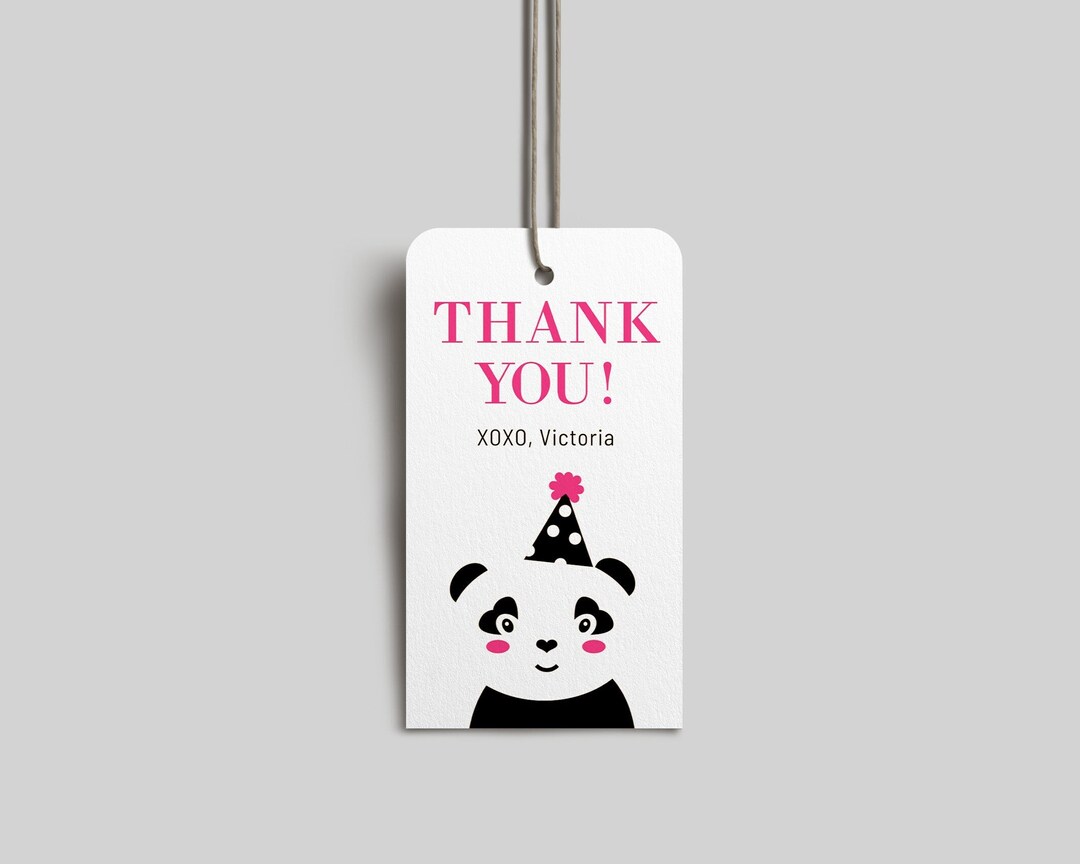 Panda Favor Tag Template, Panda Thank You Tags, Editable Favor Tag ...