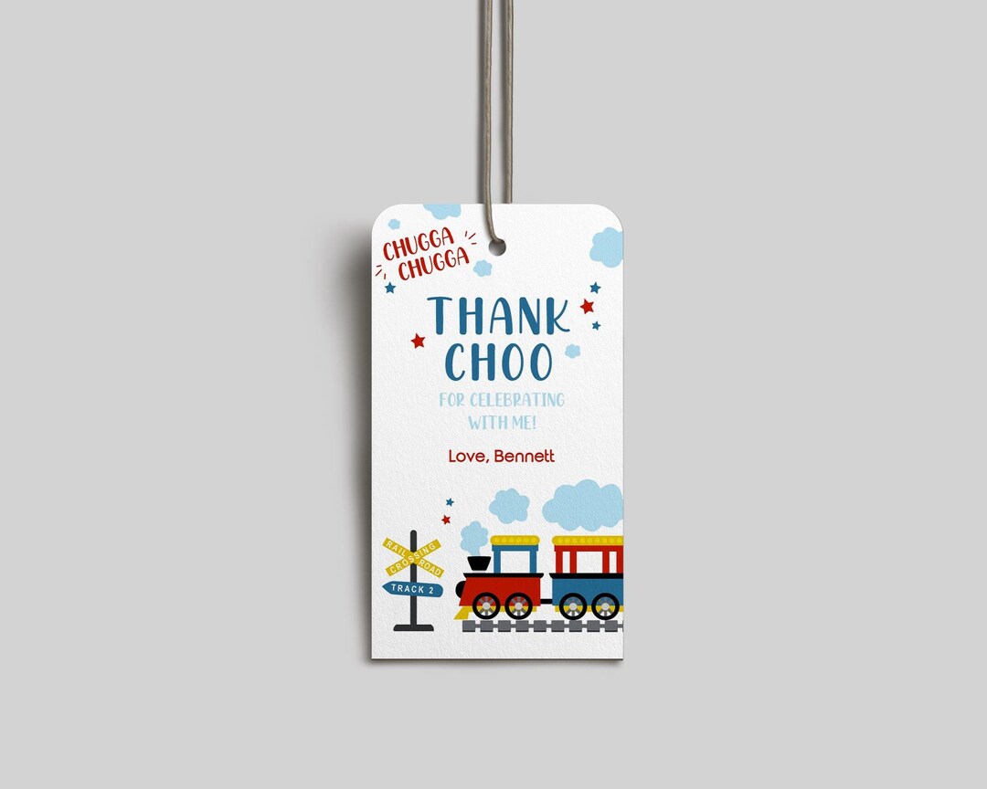 Train Party Favor Tag Template, Train Birthday Party Thank You Tag ...