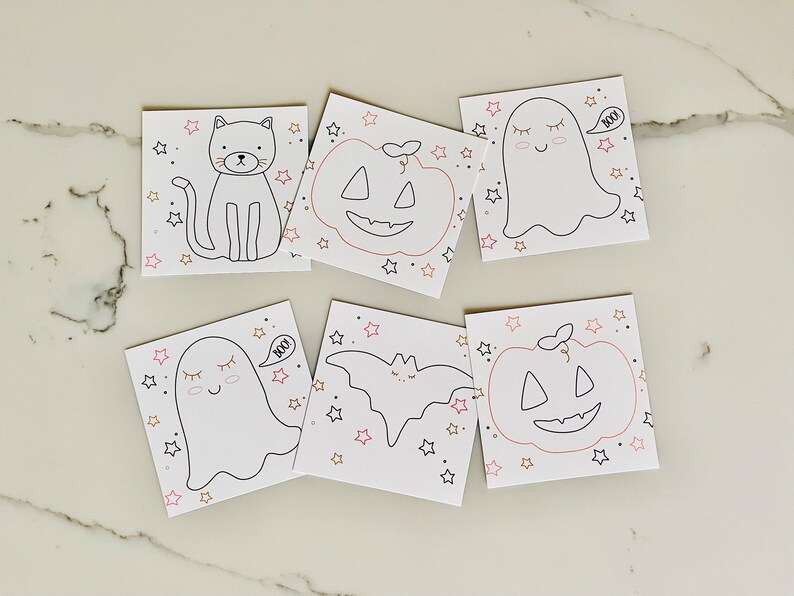 Halloween Coloring Cards With Crayons, Non-candy Halloween Ideas ...