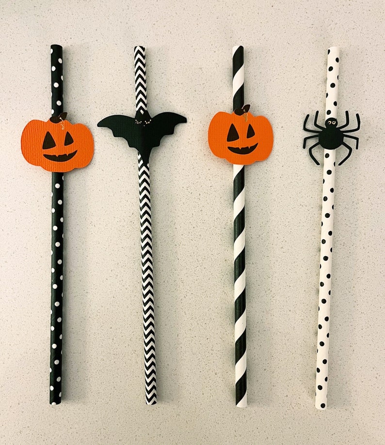 12 Halloween Paper Straws Halloween Party Decorations - Etsy