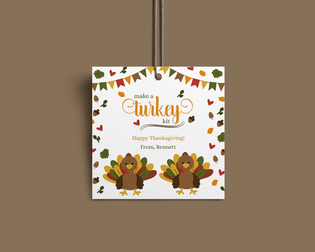 Make Your Own Turkey Kit Tag Template, Editable Build Your Own Turkey ...
