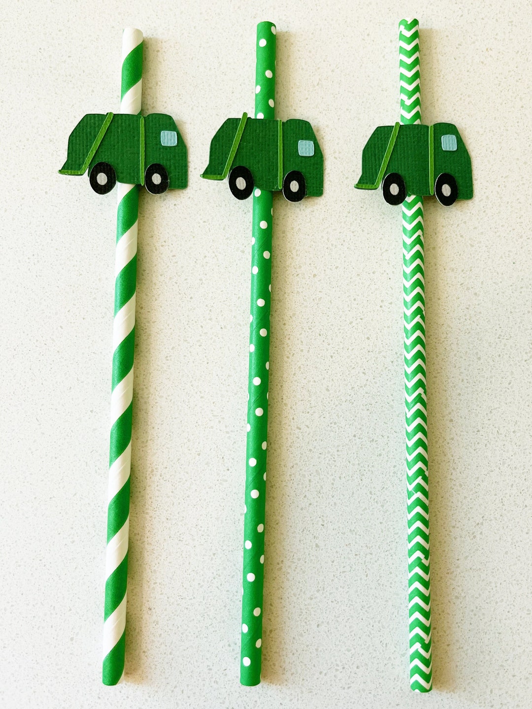 12 Garbage Truck Paper Straws, Garbage Truck Party Decorations, Garbage ...
