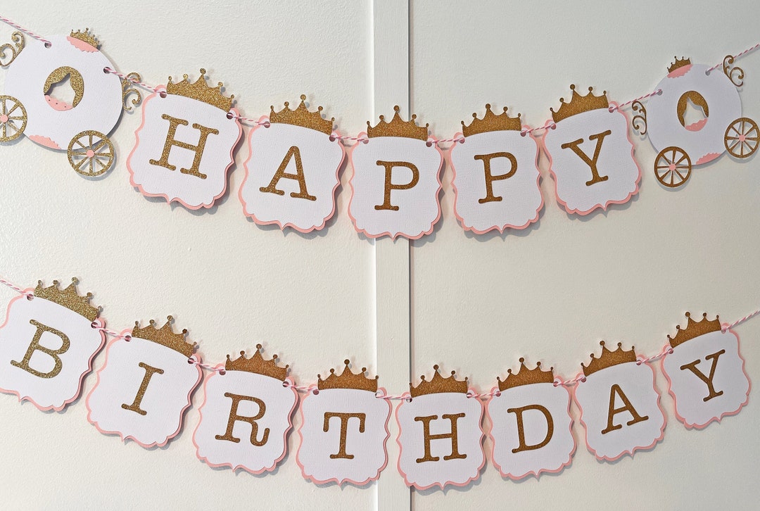 Princess Happy Birthday Banner, Princess Banner, Custom Princess ...