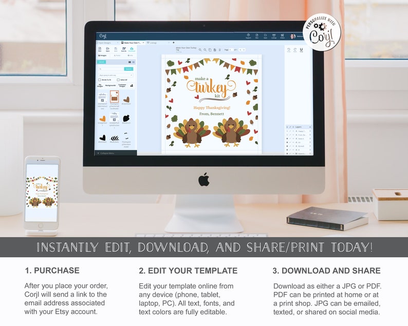 Make Your Own Turkey Kit Tag Template Editable Build Your Own - Etsy