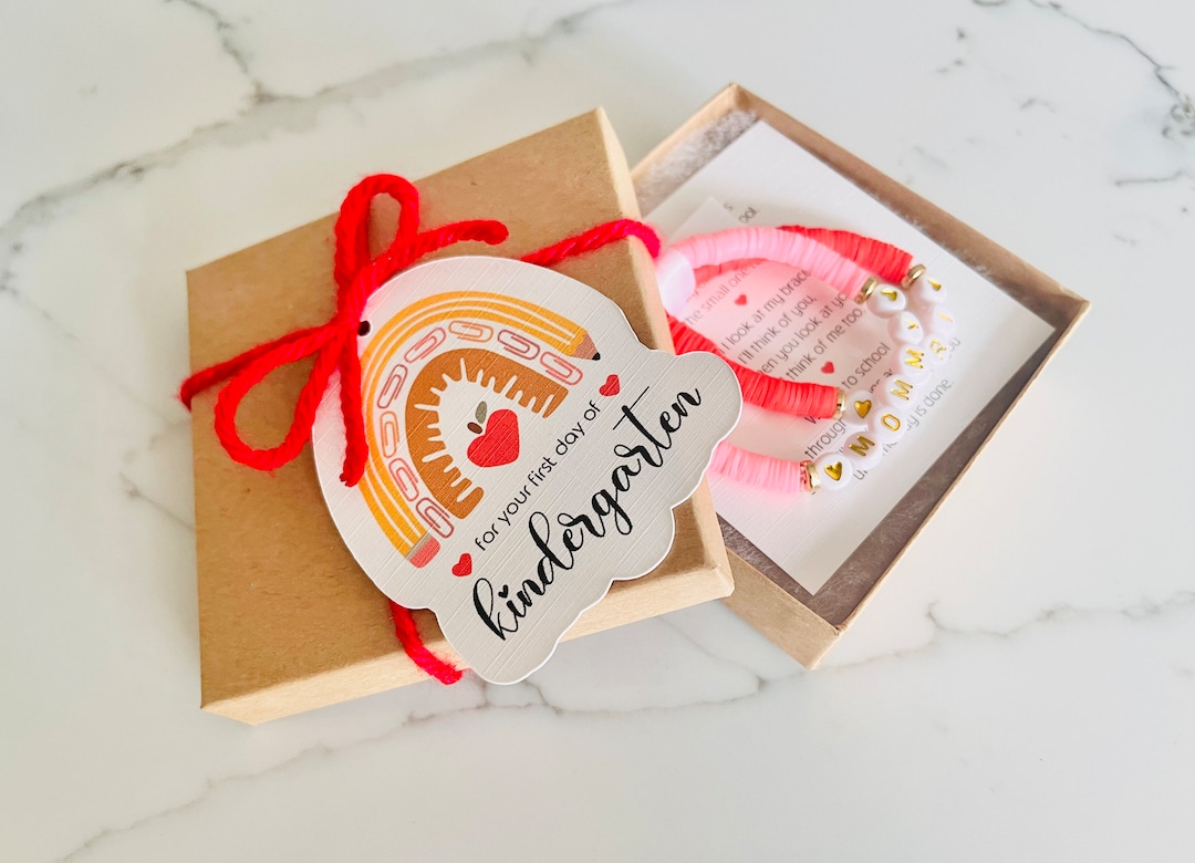 First Day of School Bracelet Set, Back to School Gift, Matching Heart ...