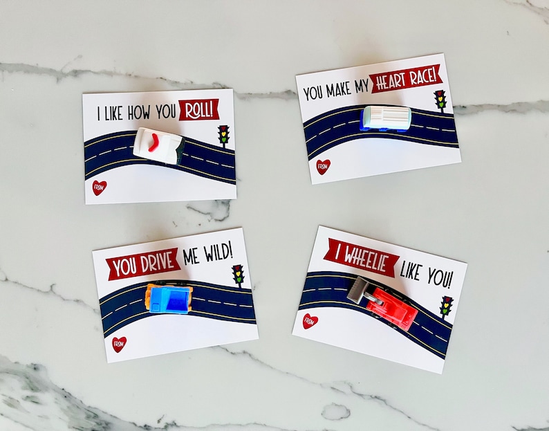 Car Valentines Day Cards for Kids Valentines Day Car - Etsy
