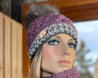 Purple Toque and Scarf - Etsy