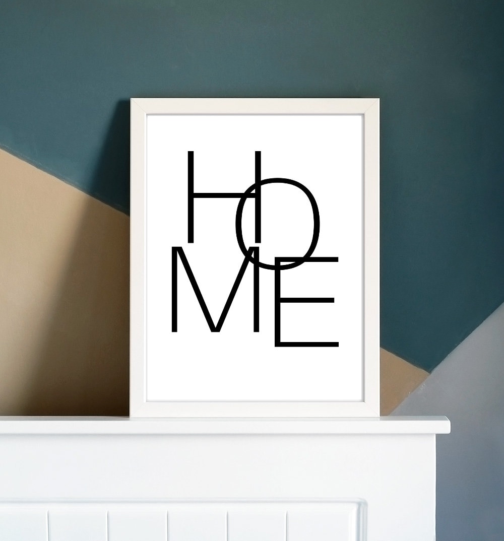 Home Word Printable Art, Modern Home Decor, Unique Home Art, One Word ...