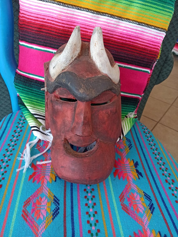 Old Wooden Devil Mask | Etsy