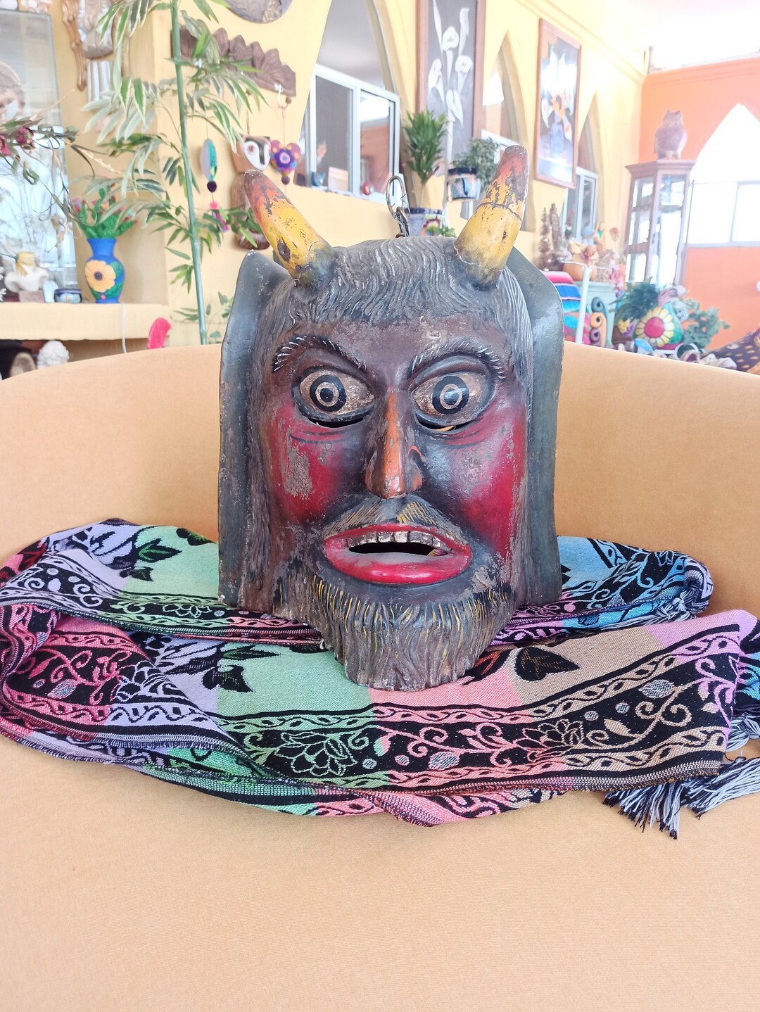 Impressive and Large Double-sided Old Mask, Devil and Bat - Etsy