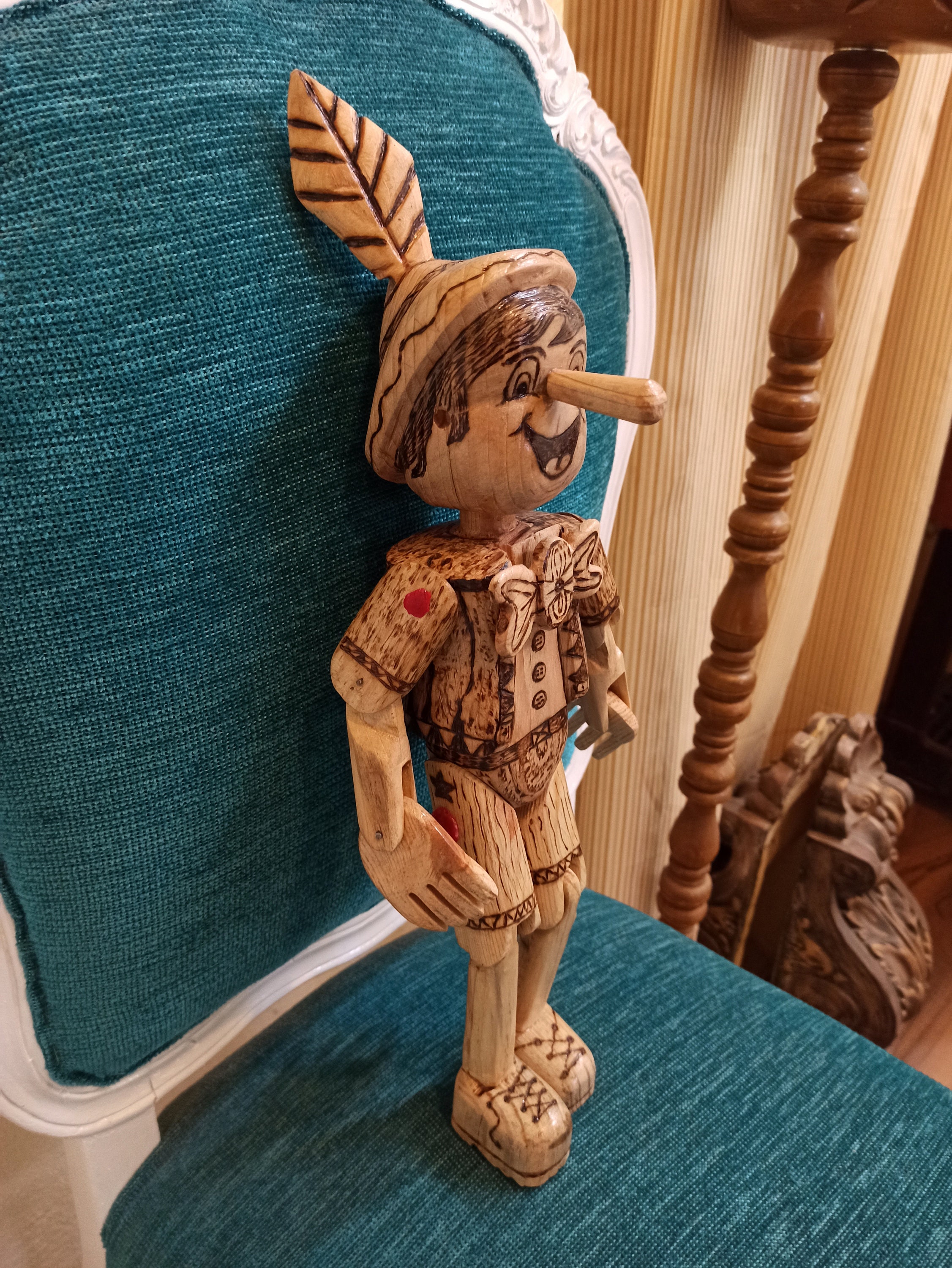 Ancient figure of Pinocchio made of wood 1940 | Etsy