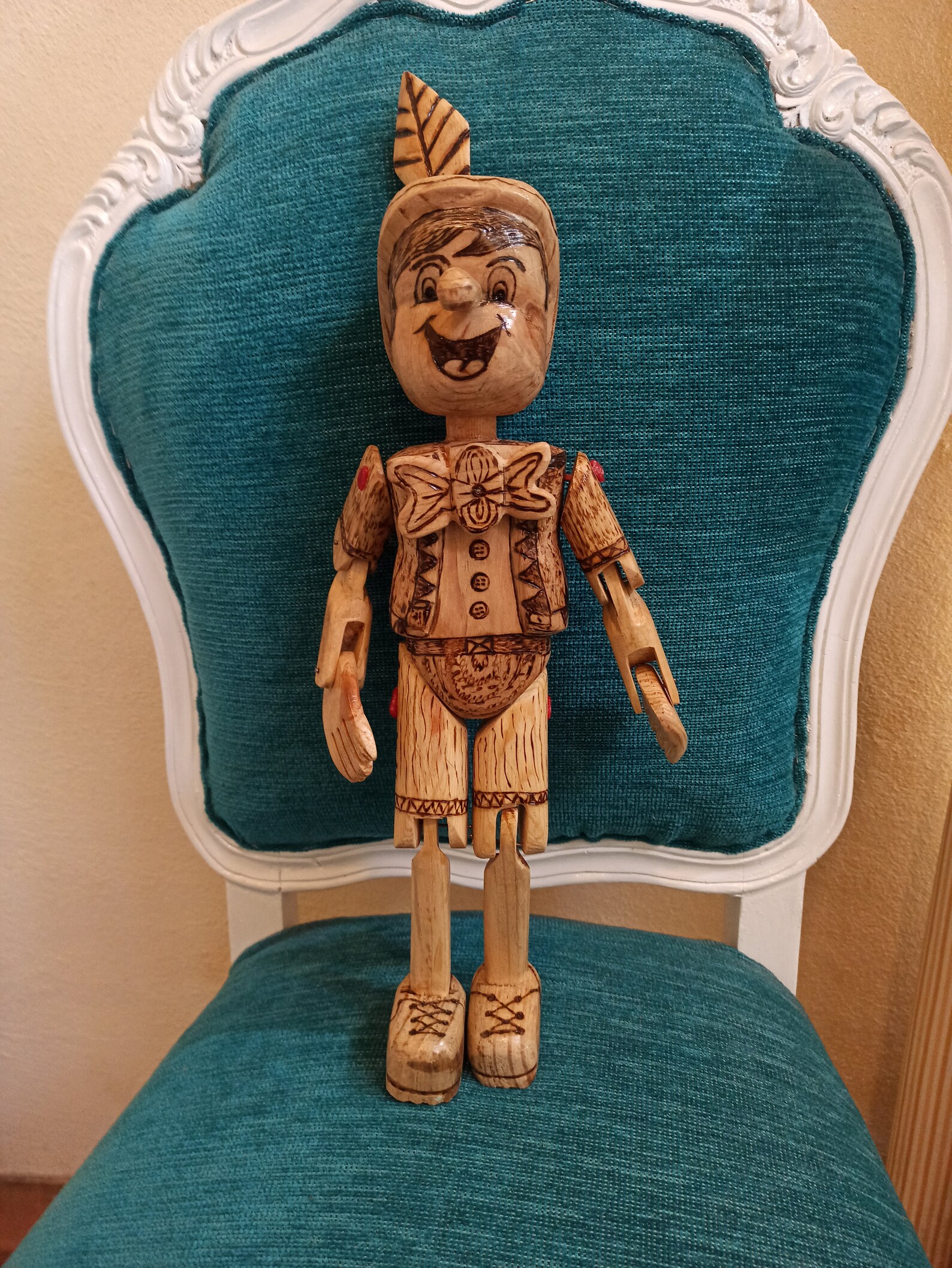 Ancient figure of Pinocchio made of wood 1940 | Etsy