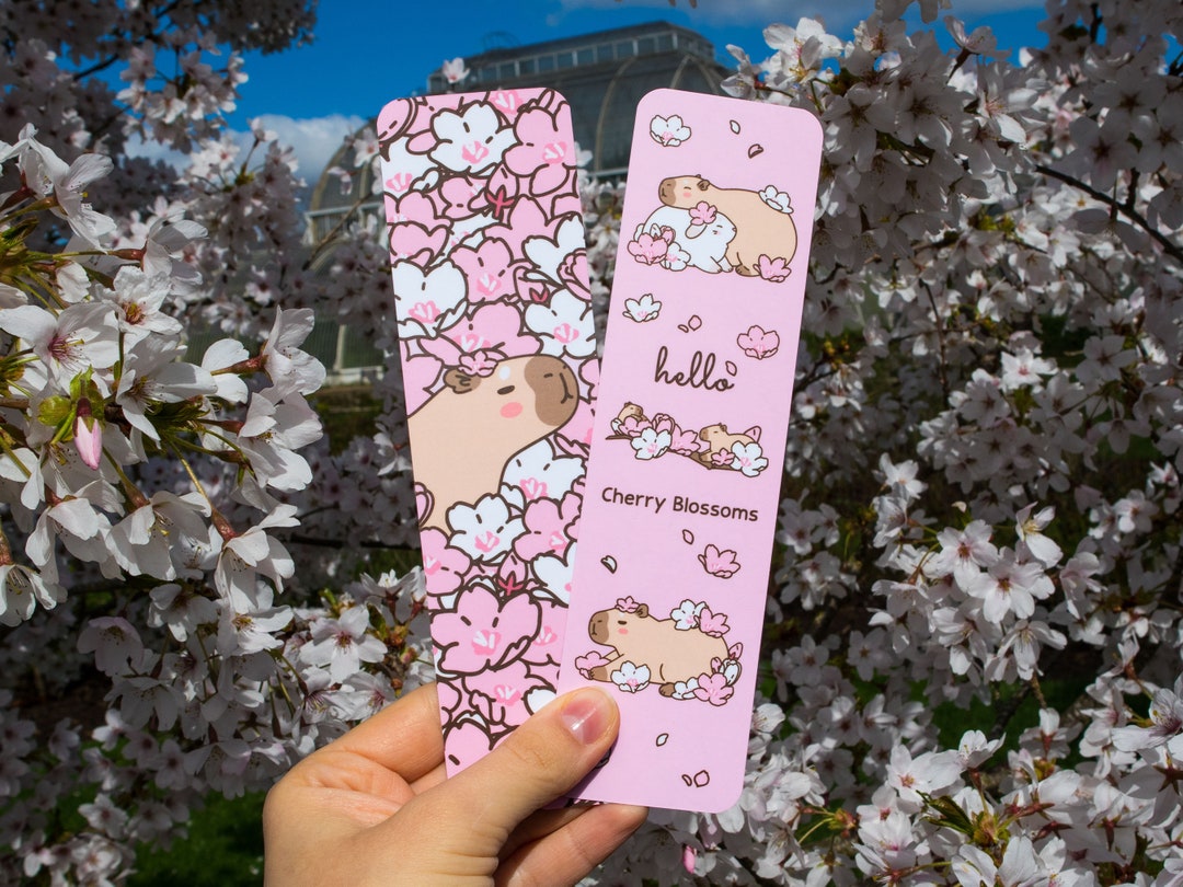 Sakura Capybara and Bunny Double-sided Cute Kawaii Bookmark - Etsy