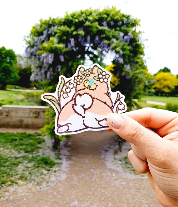 Cute Shiba Inu Bum and Bee Flower Friends Vinyl Holographic - Etsy